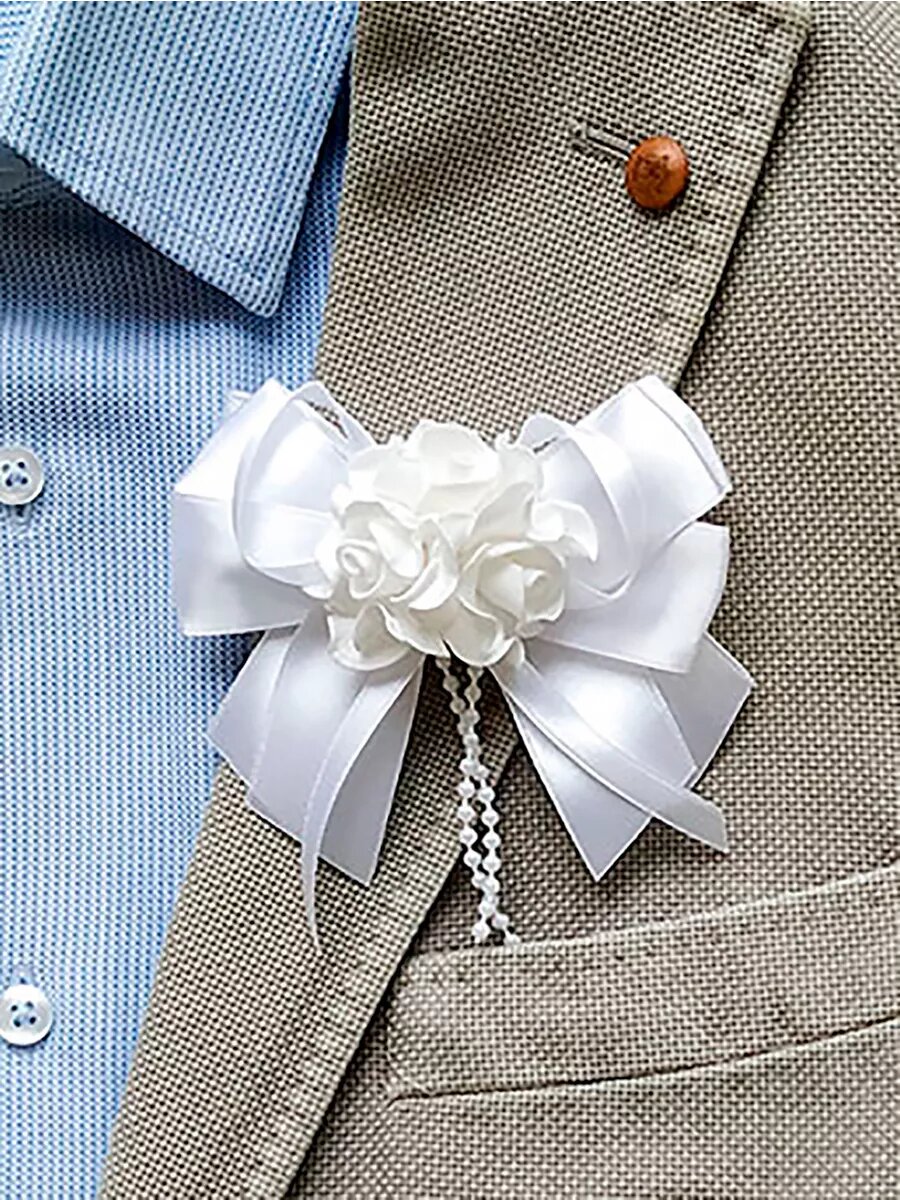 Бутоньерка для жениха для костюма пиджака или на рубашку, на булавке, свадебный цветок