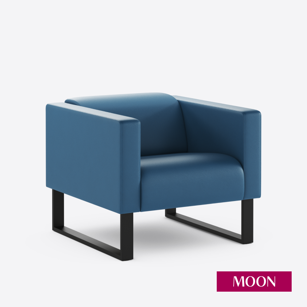 Кресло MOON 153 нераскладной, экокожа, цвет синий, 76*84*70, эксклюзивная высокоэластичная пена (UniqFoam).