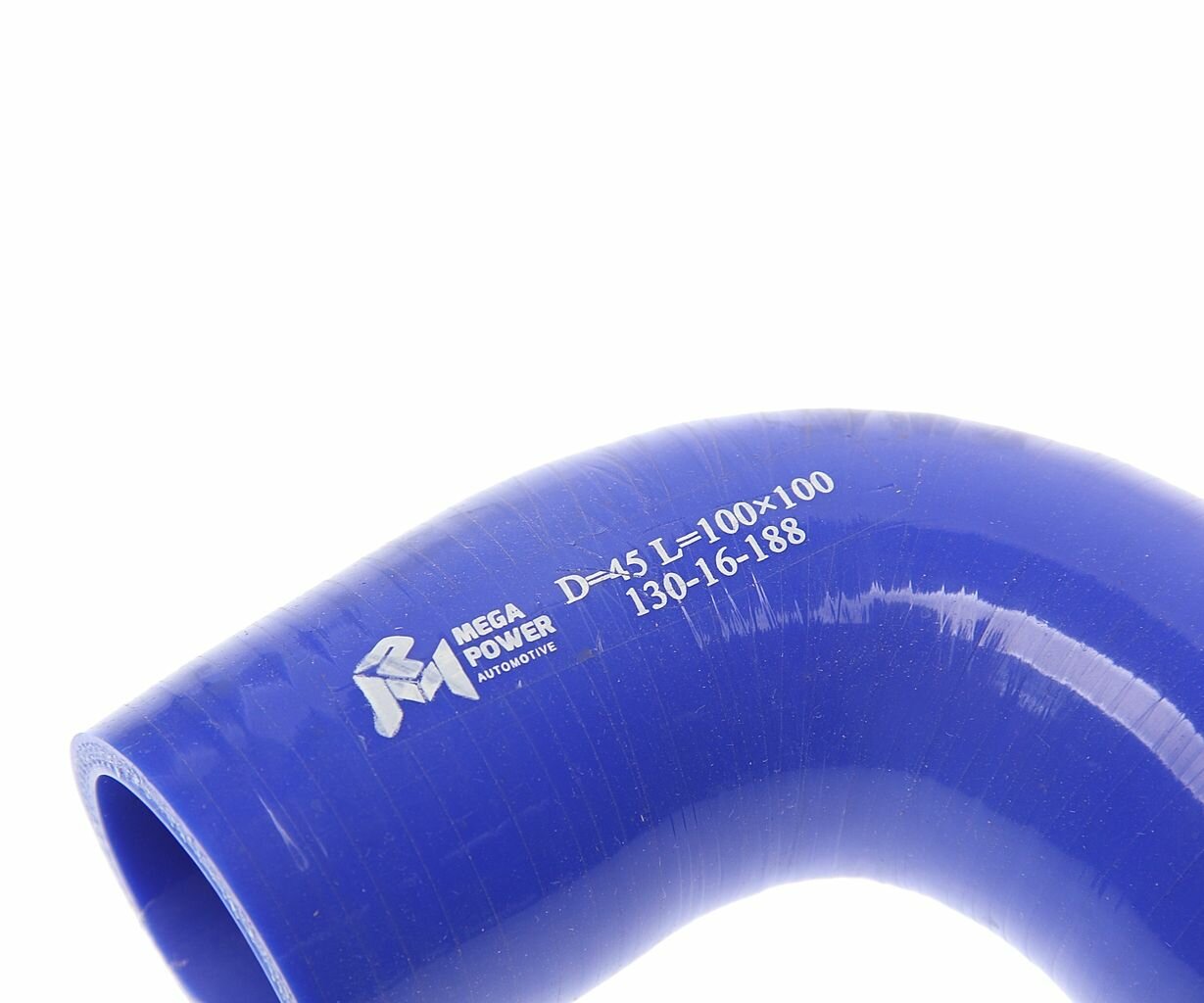 Патрубок угловой силикон L 100х100мм, d 45 90град. арт 13016188 MEGAPOWER AUTOMOTIVE