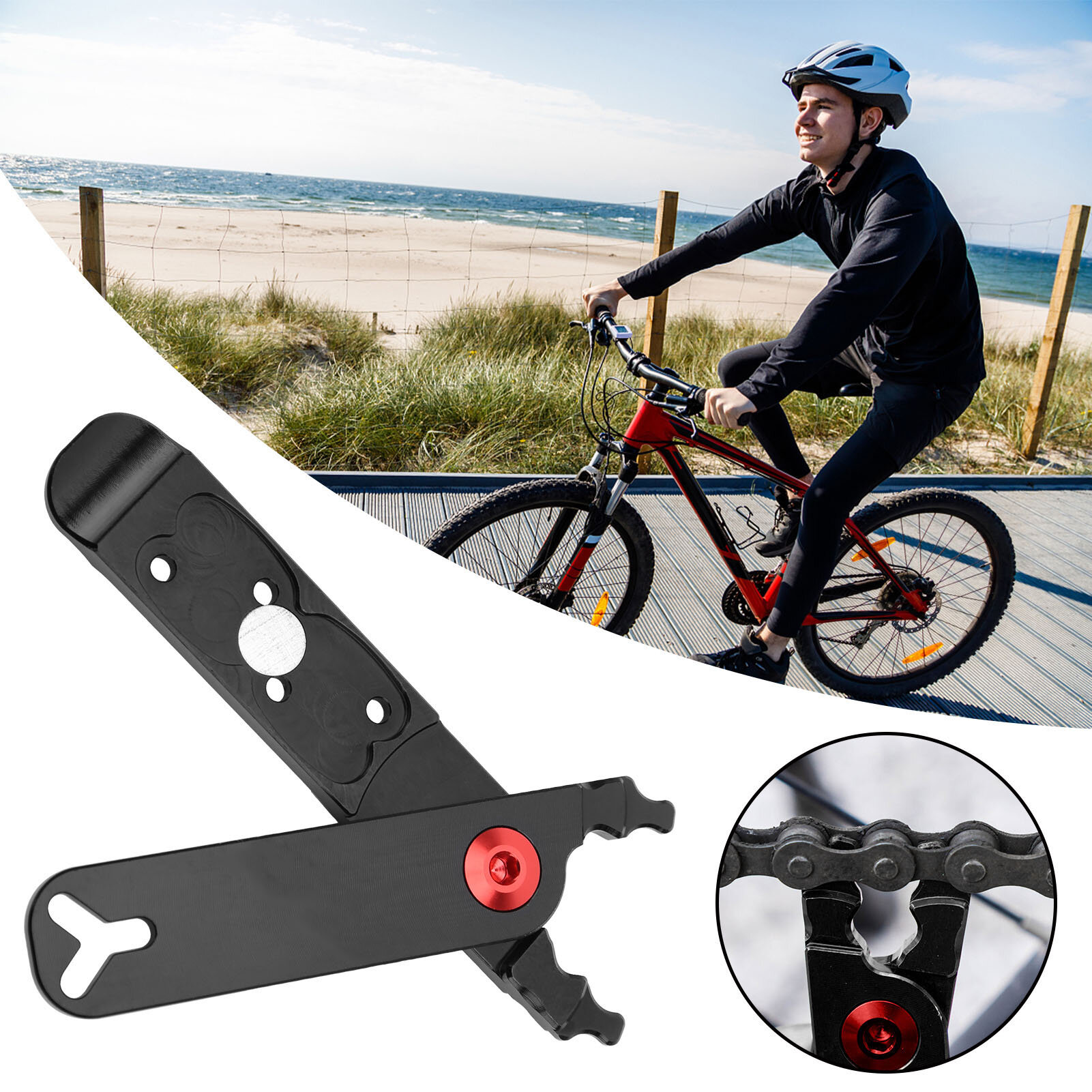 Клещи для велосипедной цепи Мастер‑линк Клещи Инструмент для вентиля Девятка для шины 4‑в‑1 Мультиинструмент Красный 1шт Алюминиевый сплав