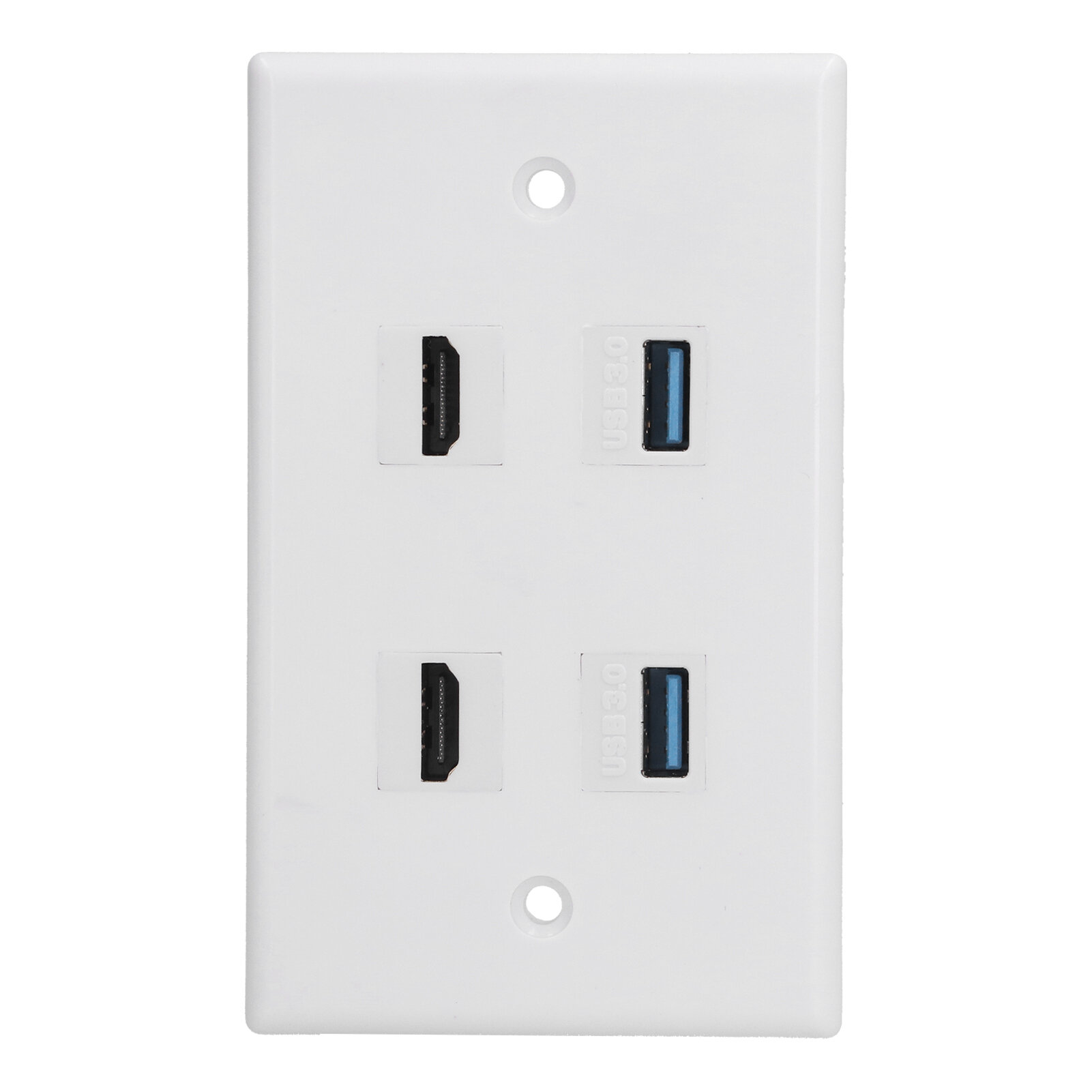 2 мультимедийных HD-интерфейса, 2 порта USB 3.0, панель, не требующая пайки, аудио-видео розетка, настенная розетка, аксессуары.