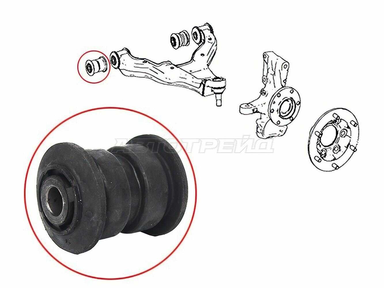 Сайлентблок переднего нижнего рычага для Мерседес 211 CDI, 224 209cdi 211cdi 215cdi 218cdi, 311 CDI, 322 309cdi 311cdi 315cdi 316cdi арт STA9063304007BU SAT