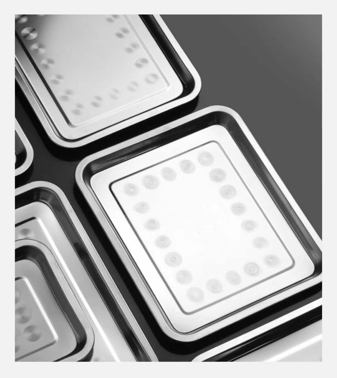 Поднос металлический прямоугольный из нержавеющей стали, 40х30х1,9 см