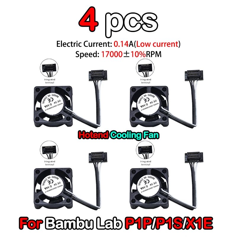 4шт. Охлаждающий вентилятор Hotend для Bambu Lab P1P/P1S/X1E