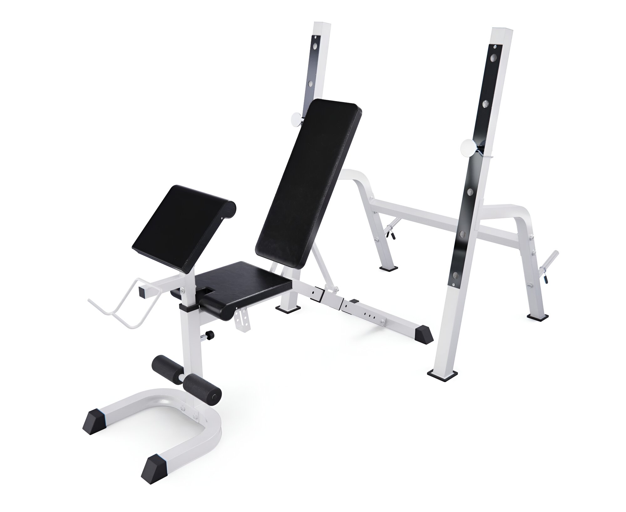 DFC Скамья со стойками под штангу DFC GORILLA белая, с партой для бицепса