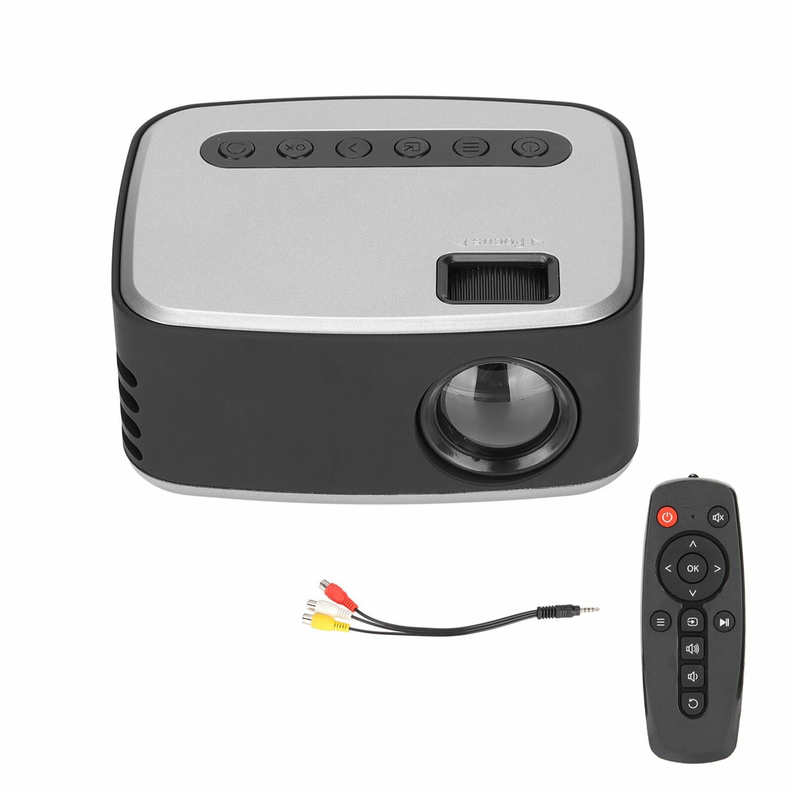 Проектор Серебристый Черный Портативный Full HD 1080P Мини-проектор для видеофильмов для домашнего кинотеатра Фильмы на открытом воздухе 100 240 В, вилка европейского стандарта, 100 240 В