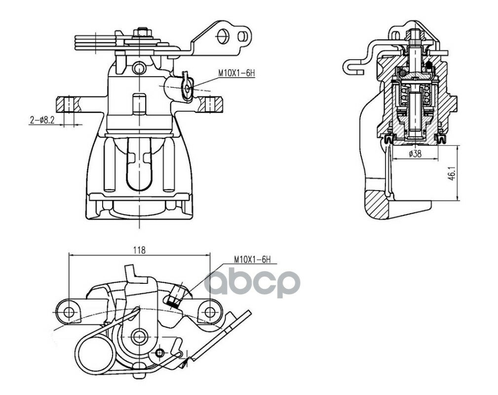 Суппорт тормозной задн. L FORD Mondeo IV(BA7) 2007->/Galaxy II 2006->/Kuga I 2008->/Focus II 2004->/S-Max(WA6) 2006-> (диск 1.