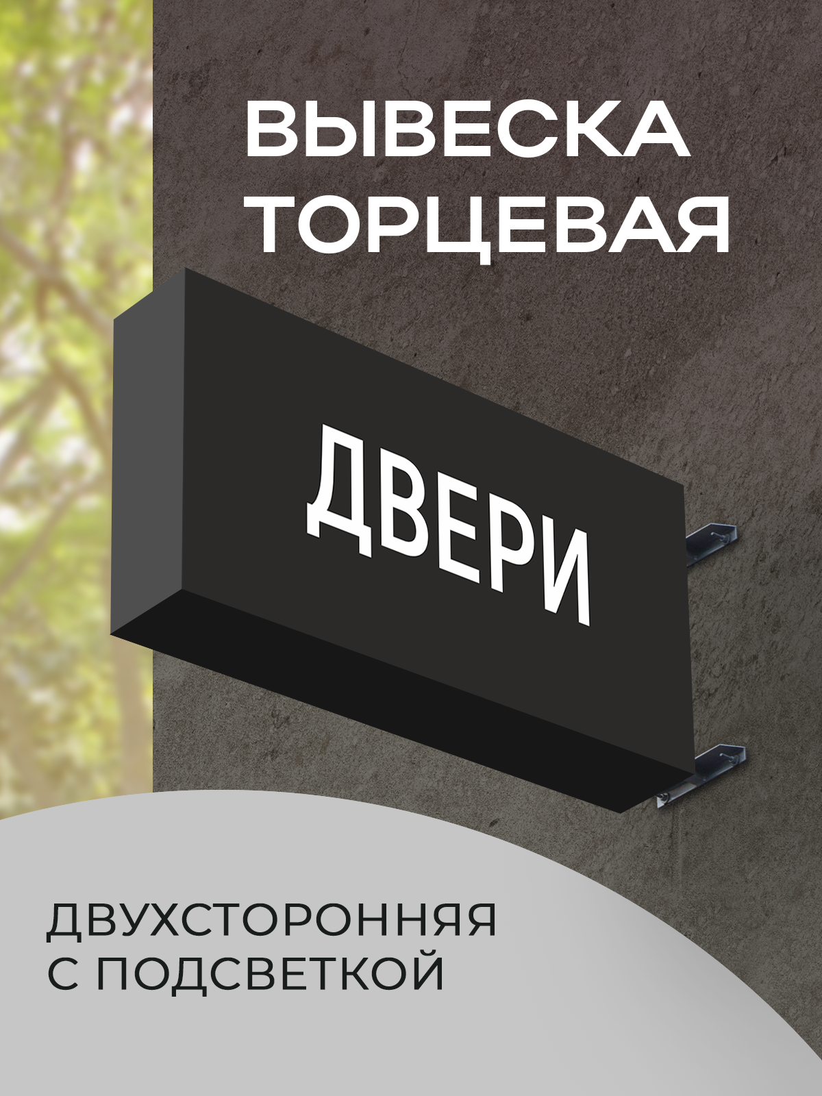 Вывеска торцевая двухсторонняя с подсветкой 30х60 "Двери" 2 .