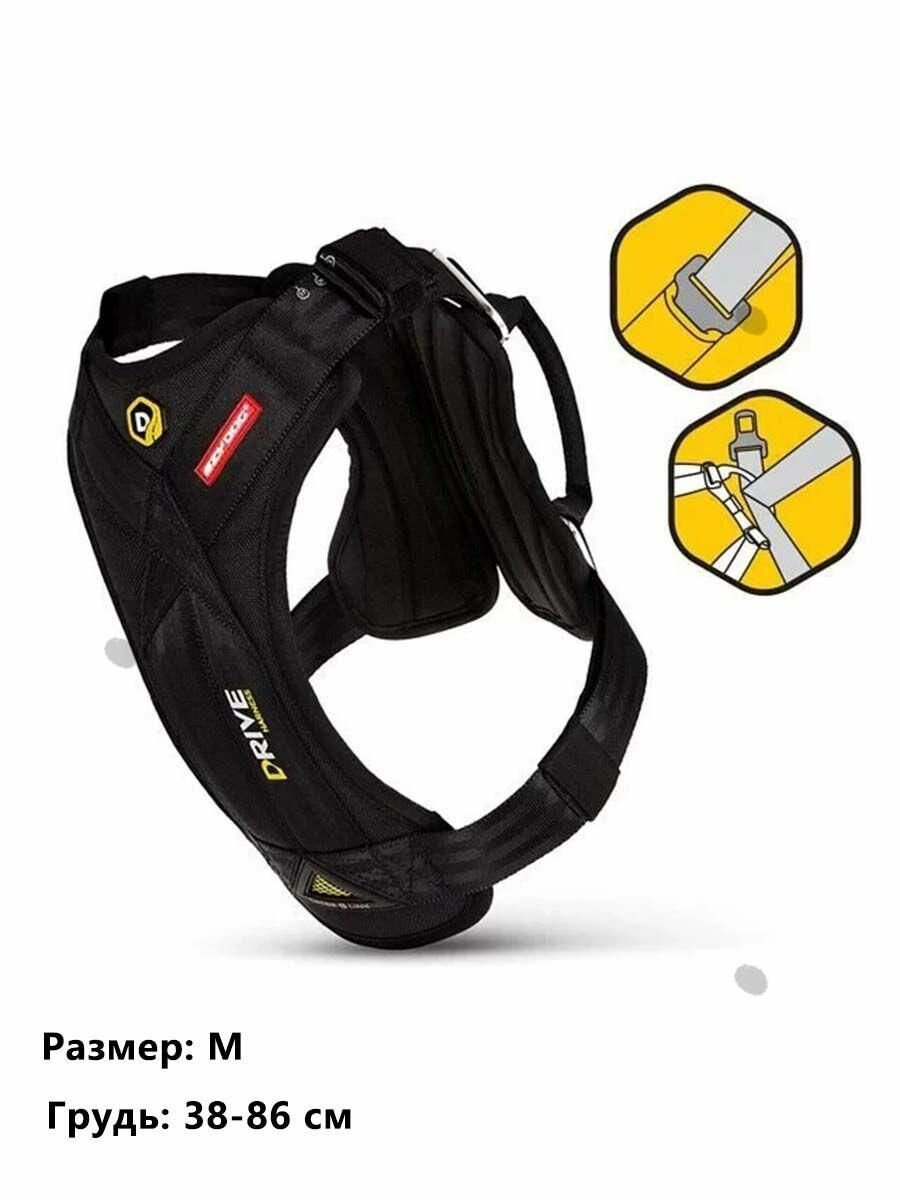 Ezydog Поводок для собак в машину Быстрое крепление за 2 секунды, память формы, защита при ударе