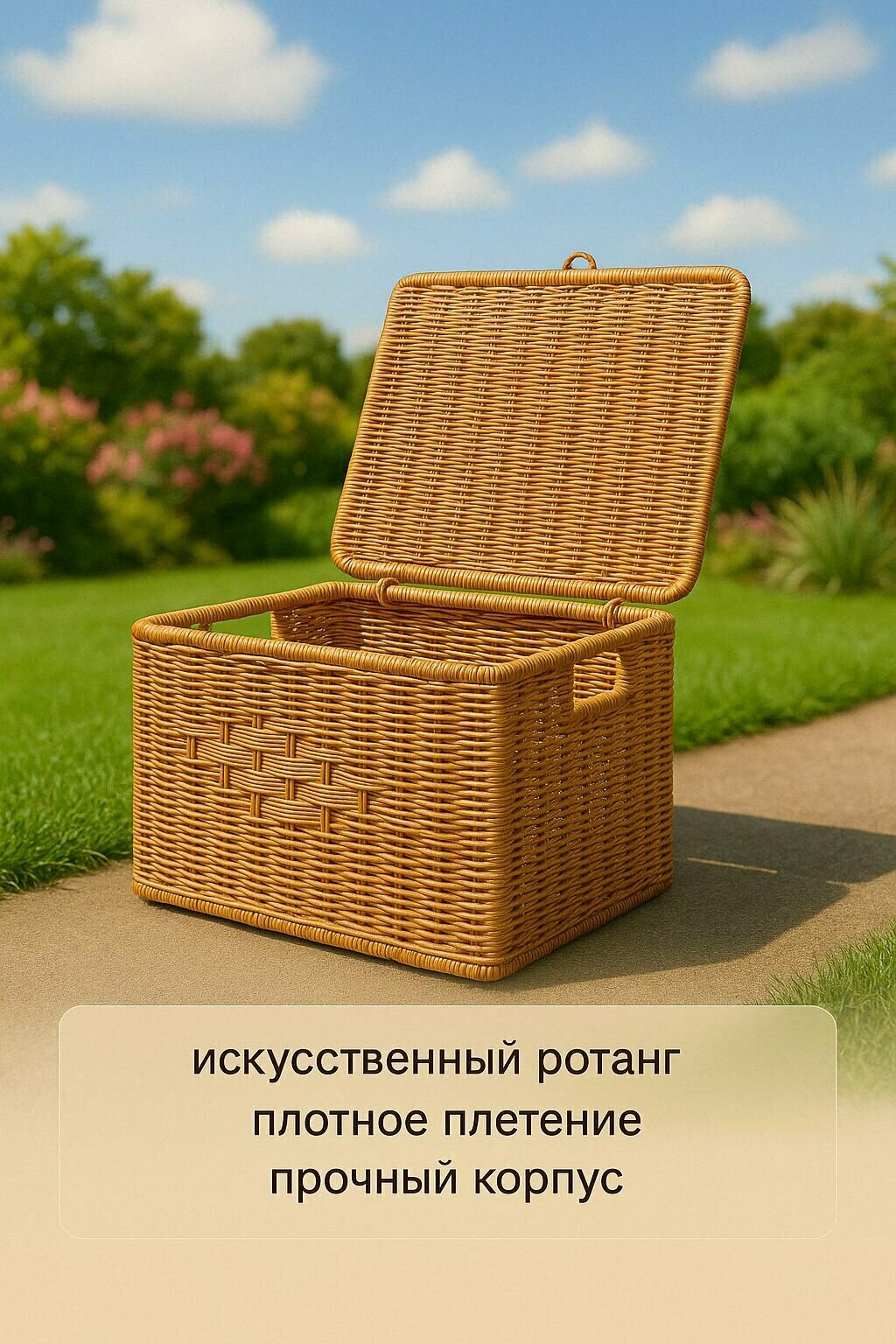 Корзина плетёная с крышкой и ручками, коробка, органайзер для хранения.