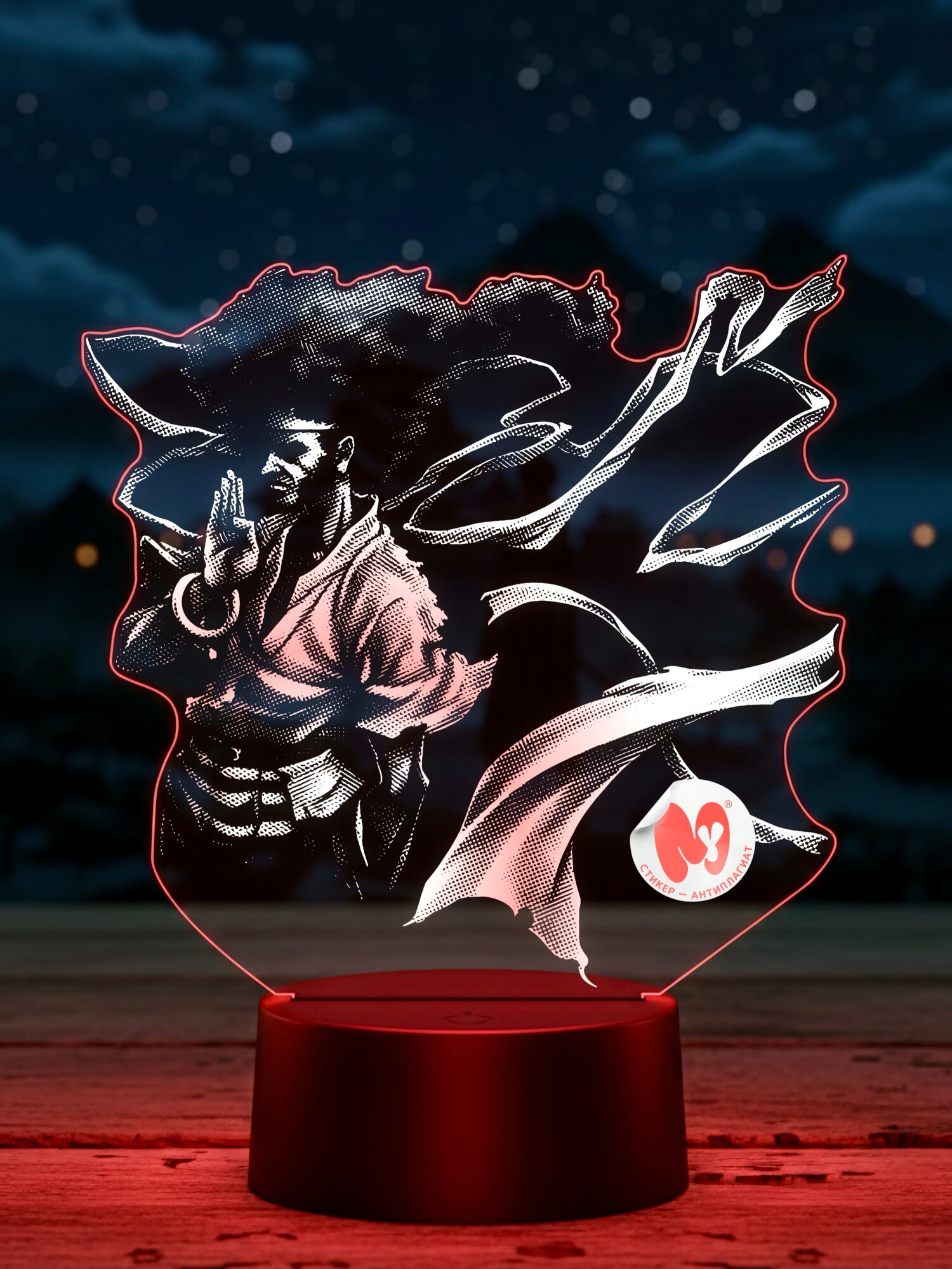 Ночник Аниме Главный герой - Anime Afro Samurai. Подарок фанату аниме и манги — декор в комнату с любимыми персонажами.