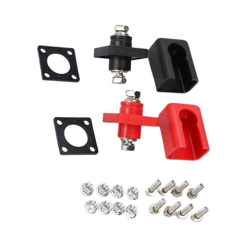 Квадратная клеммная колодка из чистой меди 120A, клеммная колодка сквозного разъема литиевой батареи-двойной винт