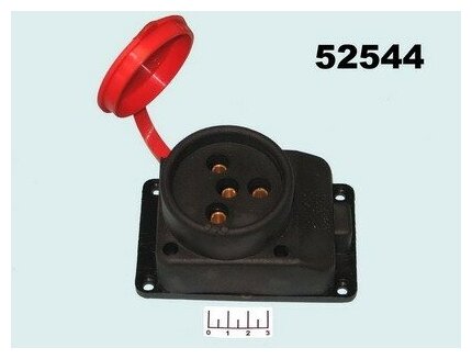 Разъем силовой гнездо 4pin 25A (15-014) накладной с крышкой Bemis