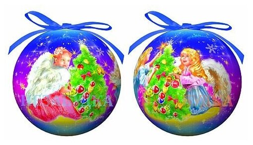 Ёлочнок украшение шар 'Рождественские Ангелочки', 120 мм, -Незабудка 020301
