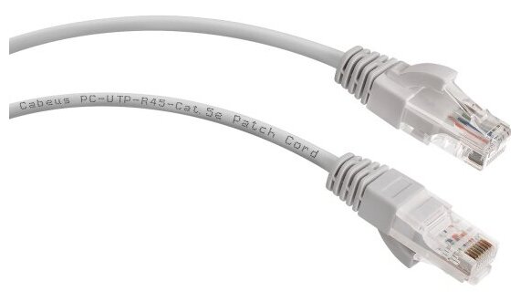 Патч-корд Cabeus U/UTP PC-UTP-RJ45-Cat.5e-0.5m категория 5е, 2xRJ45/8p8c, неэкранированный, серый, PVC, 0.5м