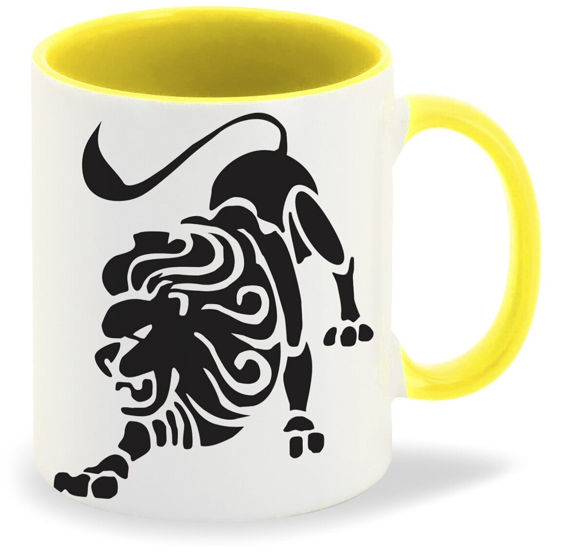 Кружка желтая CoolPodarok лев зодиак