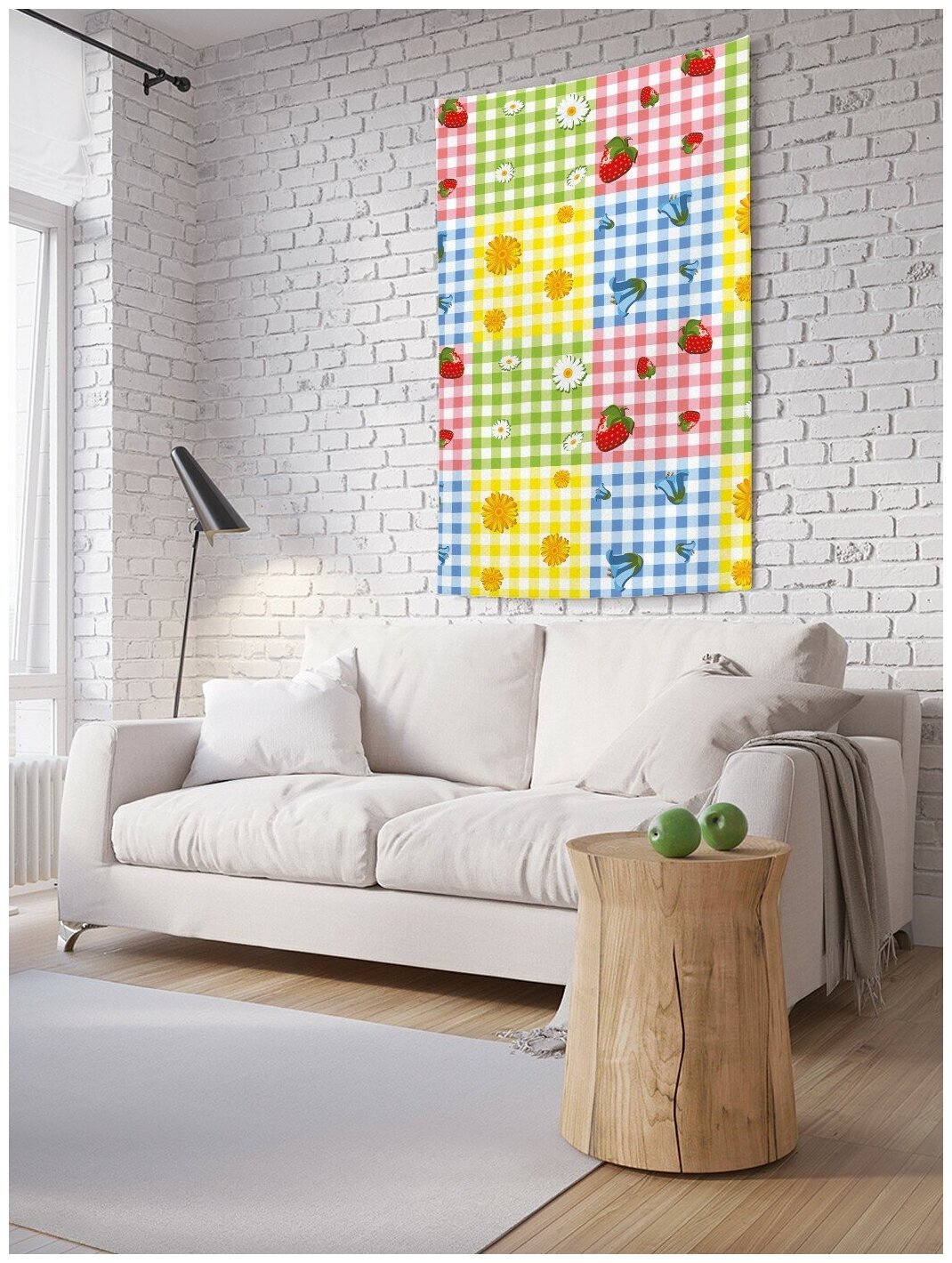 Фотопанно на стену вертикальный из ткани постер 100х150 "Разноцветные квадраты", JoyArty