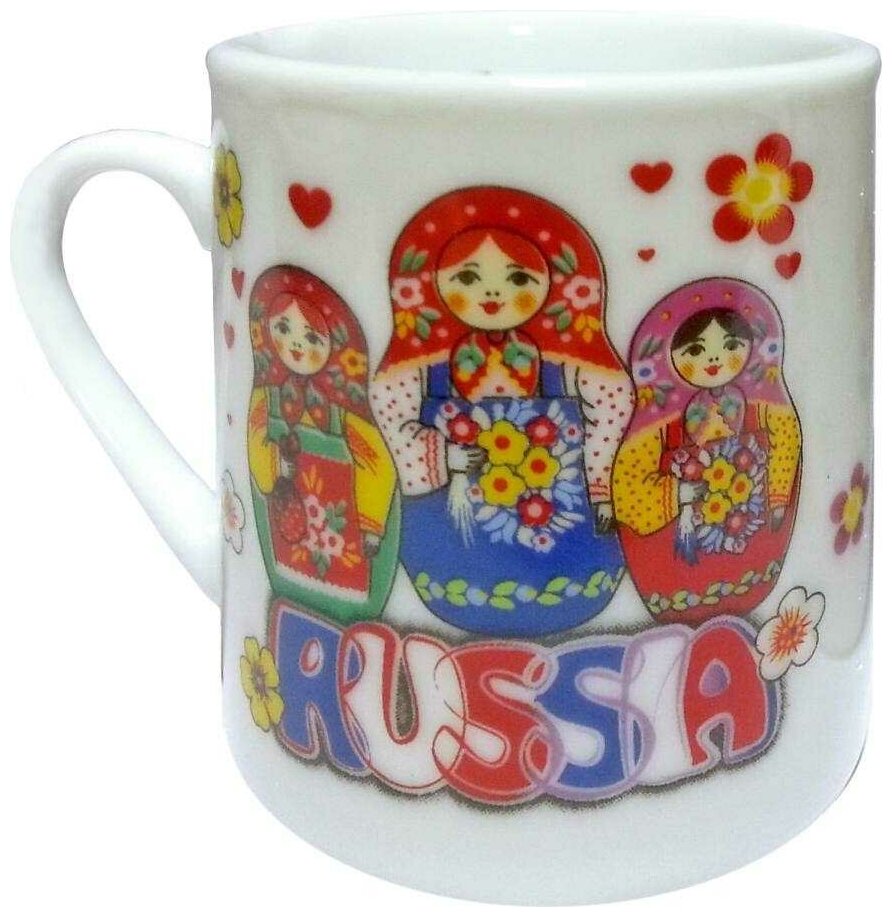 Мини фарфоровая кружка сувенирный магнит Матрешки Россия 5 х 5 см