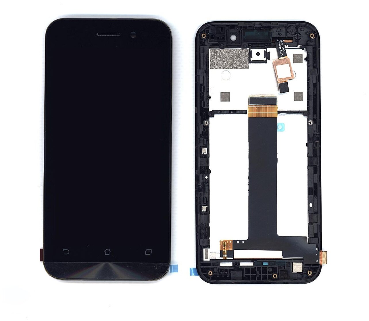 Дисплей (экран) в сборе с тачскрином для Asus ZenFone Go ZB452KG черный с рамкой / 854x480