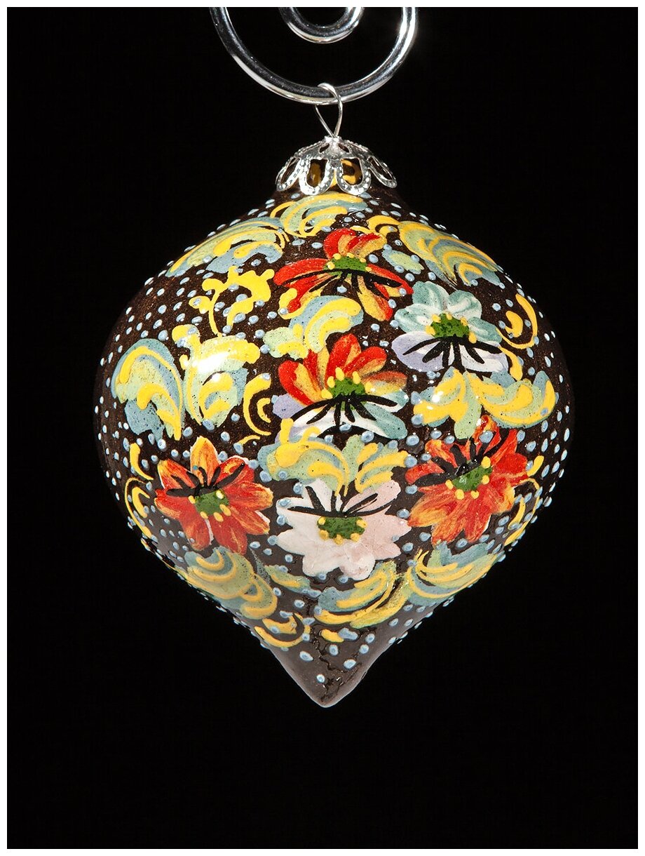 Елочная игрушка "Луковица", керамика, ручная роспись, разноцветная