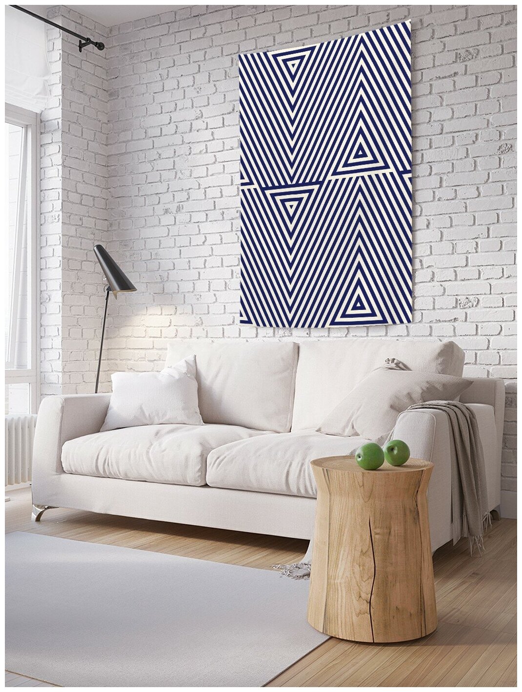 Фотопанно на стену вертикальный из ткани постер 100х150 "Треугольники с зигзагами", JoyArty