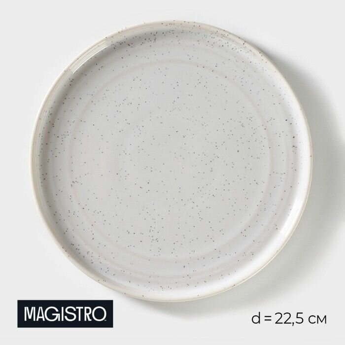 Тарелка Magistro Urban, обеденная, диаметр 22.5 см, фарфор, белая в крапинку