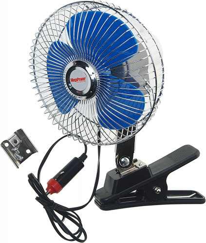 Вентилятор Megapower 16 см, 12V, с решеткой металл, на прищепке