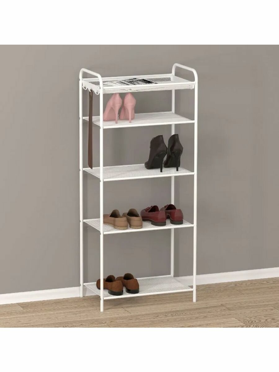 Обувница металлическая 5 полок Верона 15 Белая для прихожей и офиса
