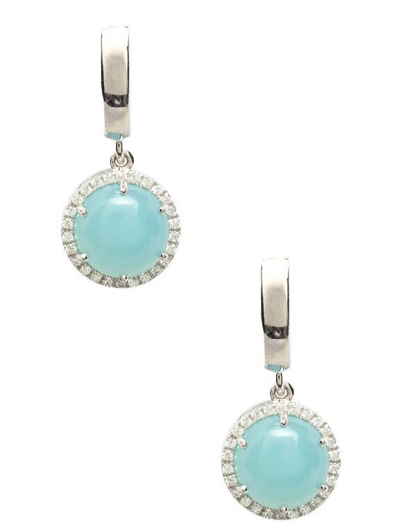 Серьги, серебро, 925 проба, фианит, халцедон