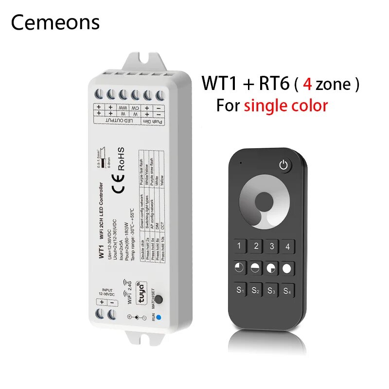 Tuya WT1 Диммер для светодиодной ленты WT1 and RT6
