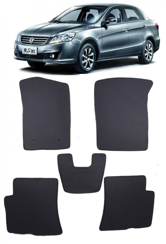 Ева коврики DongFeng S30 2013 - 2017/ Ева ЭВА сота/ цвет Черный c красной окантовкой / EVA Smart / коврики в салон автомобиля DongFeng