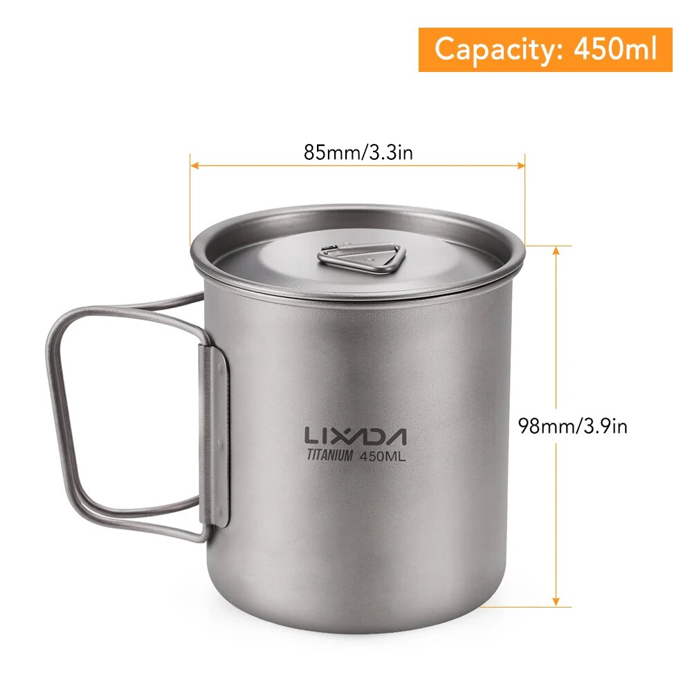 Кружка Lixada из титана 450ml