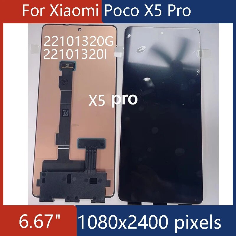 ЖК-дисплей Amoled 6,67 дюйма для Xiaomi Poco X5 Pro, зеркальный дисплей, сенсорная панель, дигитайзер в сборе, X5Pro + сменная рамка Pantalla Amoled No Frame