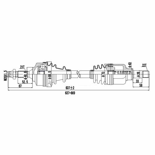 Вал приводной Dynamatrix-Korea DDS210030 для Citroen C2, C3 I
