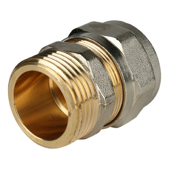 STOUT металлопластиковый обжимной соединитель НР 1х26 для кабельной техники и монтажа