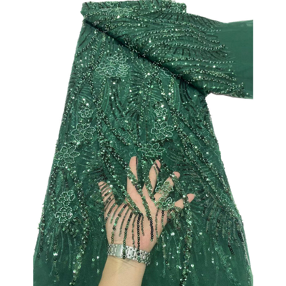 Ткань с вышивкой XY47-1, с бисером, сетчатыми бусинами, пайетками