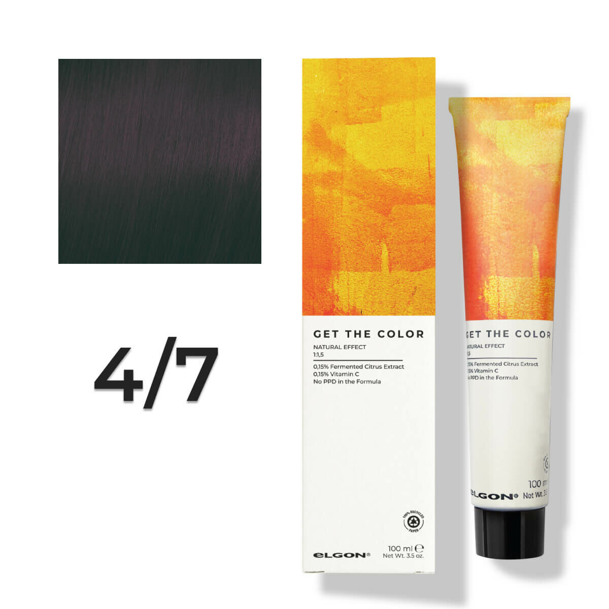 Стойкая краска для волос профессиональная Elgon Get the Color 4/7 Каштановый Фиолетовый, 100 мл