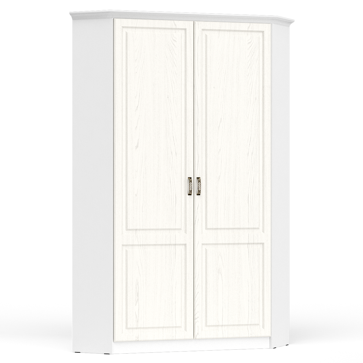 Шкаф для одежды угловой Mobi Ливерпуль 13.124 с карнизом, цвет ясень ваниль/белый