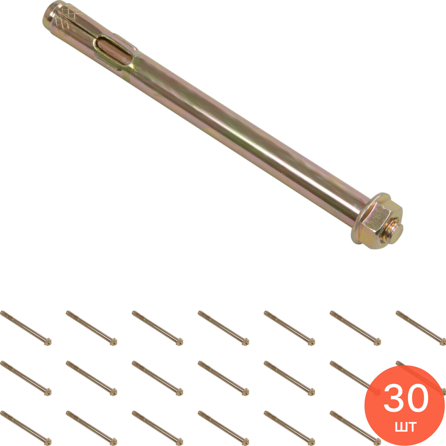 Анкер IEK / ИЭК CLP1M-A-B-8-65 болт стальной оцинкованный с гайкой М6/8х65, 1шт. / крепеж (комплект из 30 шт)