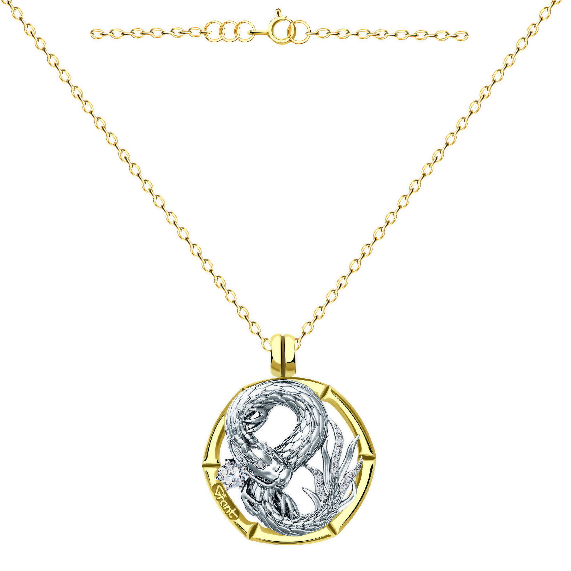 Колье, желтое золото, 585 проба, бриллиант