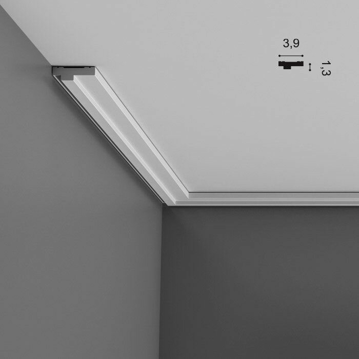 Карниз Гладкий Orac Decor CX160 Д200xШ3.9xВ1.3 см Лепнина из Дюрополимера / Орак Декор.
