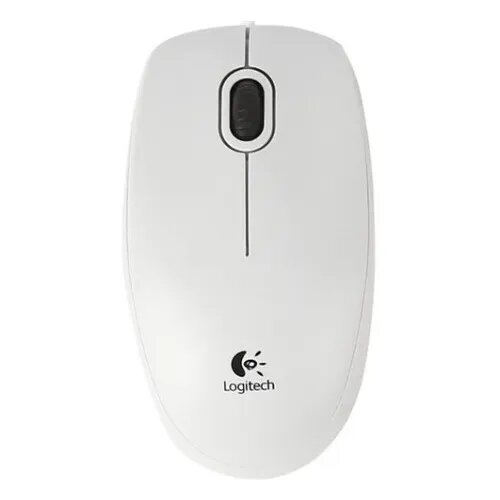 Мышь Logitech B100, оптическая, проводная, USB, белый [910-003360]