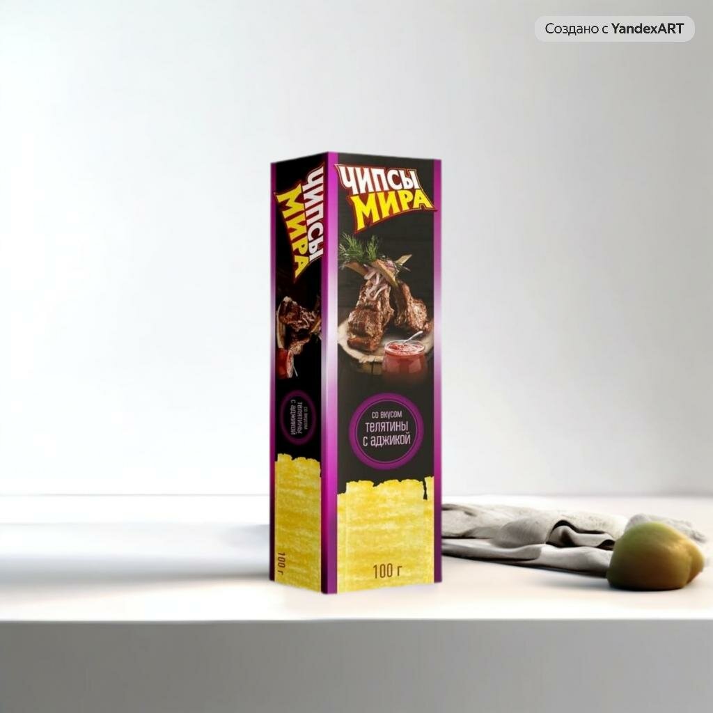 Чипсы Мира "Телятина и Аджика", картофельные, без ГМО, в коробке, 100 гр, 5 шт.