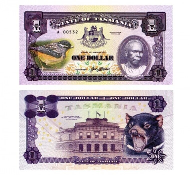 1 доллар 2017 Тасмания, Австралия, сувенирная копия, банкноты и купюры редкие коллекционные