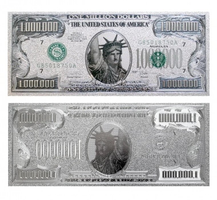 США 1000000 долларов 2001 серебряная сувенирная бона сувенирная копия, банкноты и купюры редкие коллекционные