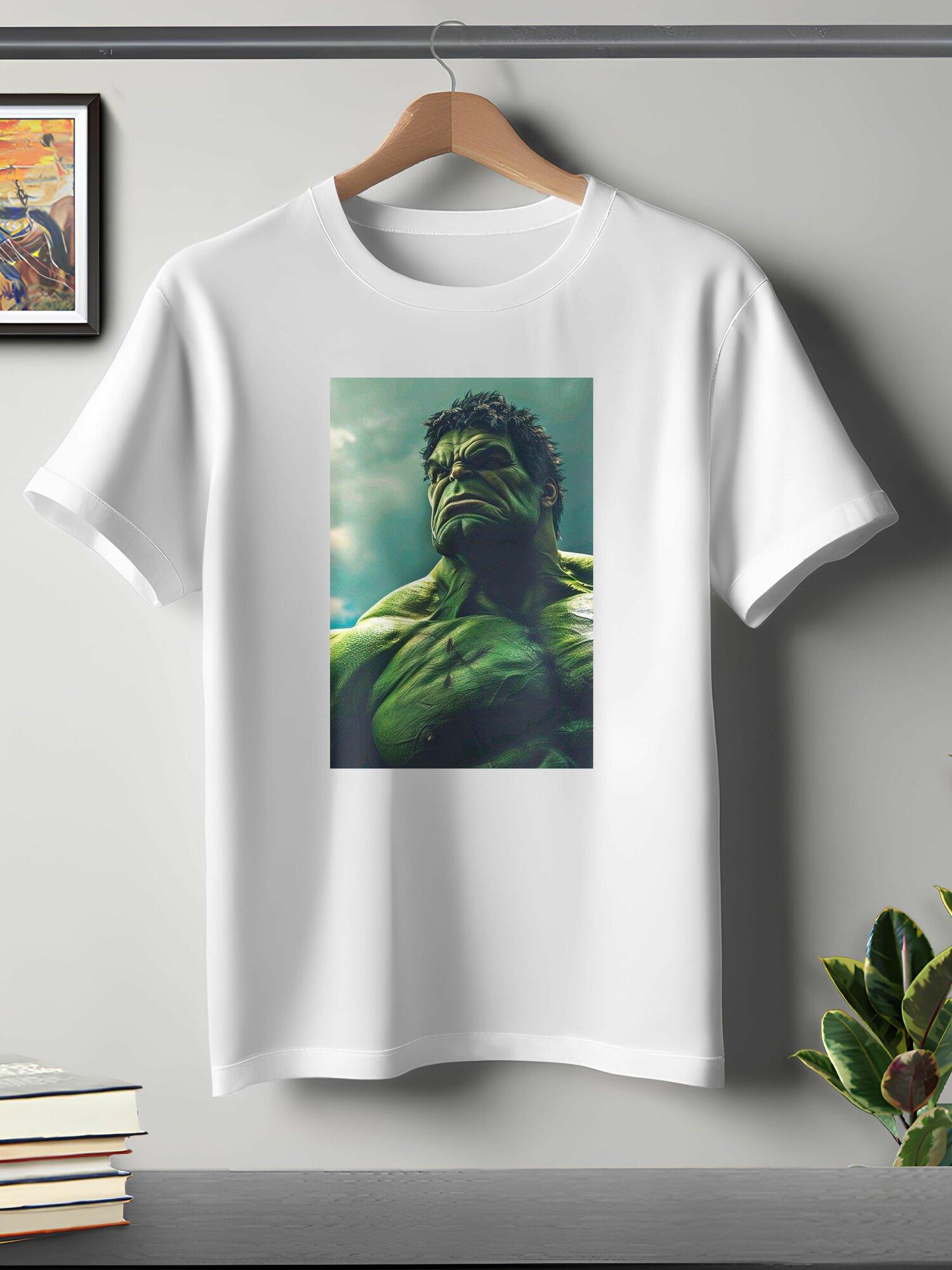 Футболка ONEQ унисекс 52-54 (XXL) размер с принтом Халк, белая