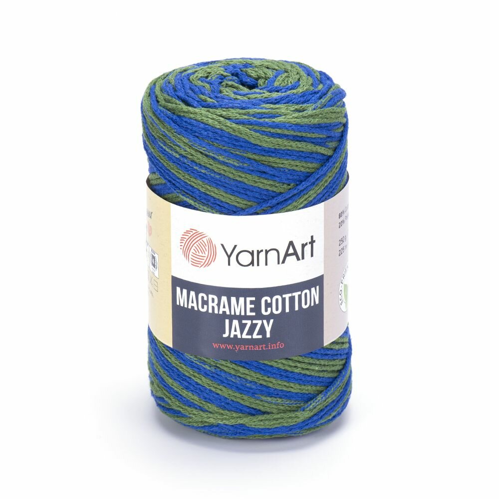 Пряжа YarnArt Macrame Cotton Jazzy 1217 (1 моток, 250г/225м) зелень/василек