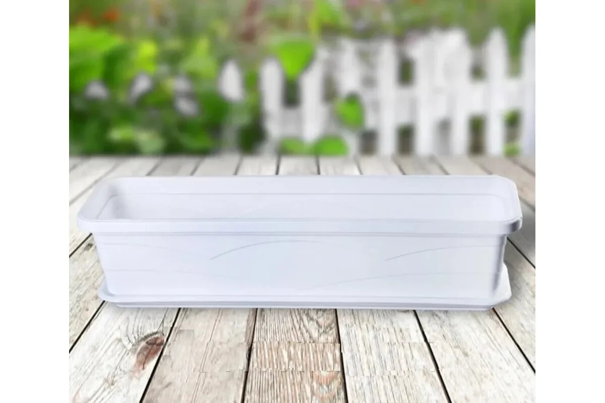 Ящик для цветов Осколпласт с поддоном, мраморный 006-01