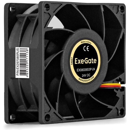 Вентилятор для корпуса Exegate EX08038S3P-24 24В DC 80x80x38мм 3pin (EX297085RUS)