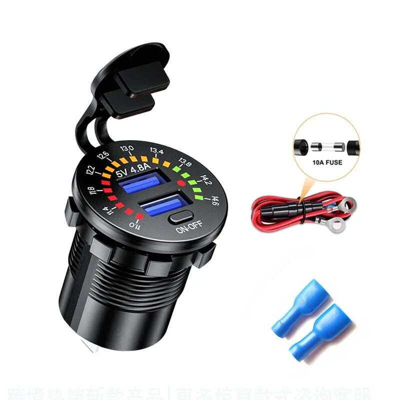 Автомобильное зарядное устройство USB QC3.0 и PD типа C, 36 Вт с переключателем 5V 4.8A with Cable